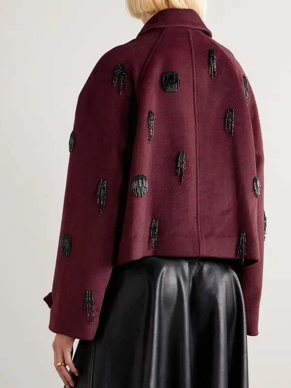 Simkhai Katya Bead-embellished Jacket - Burgundy