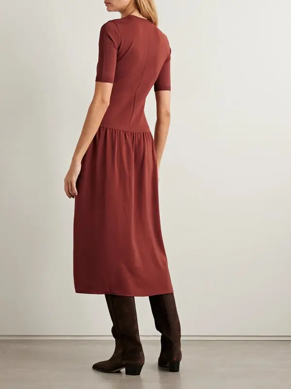 La Ligne Sloane Stretch-Knit Midi Dress - Burgundy - 40% Off | Editorialist