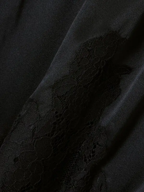 DÔEN Iona Lace-trimmed Silk-satin Shorts - Black