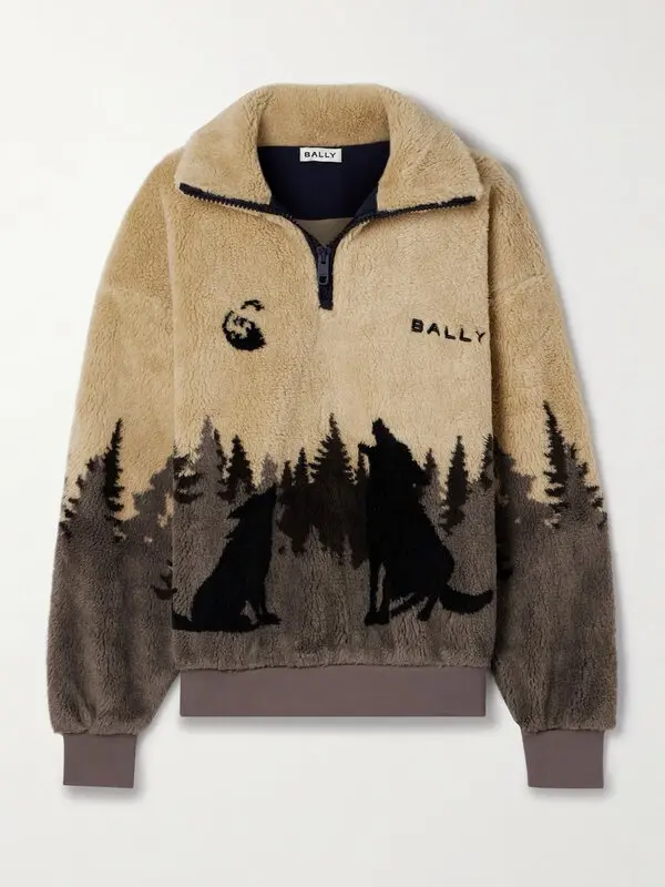 Bally Printed Fleece Half-zip Jacket - Neutrals