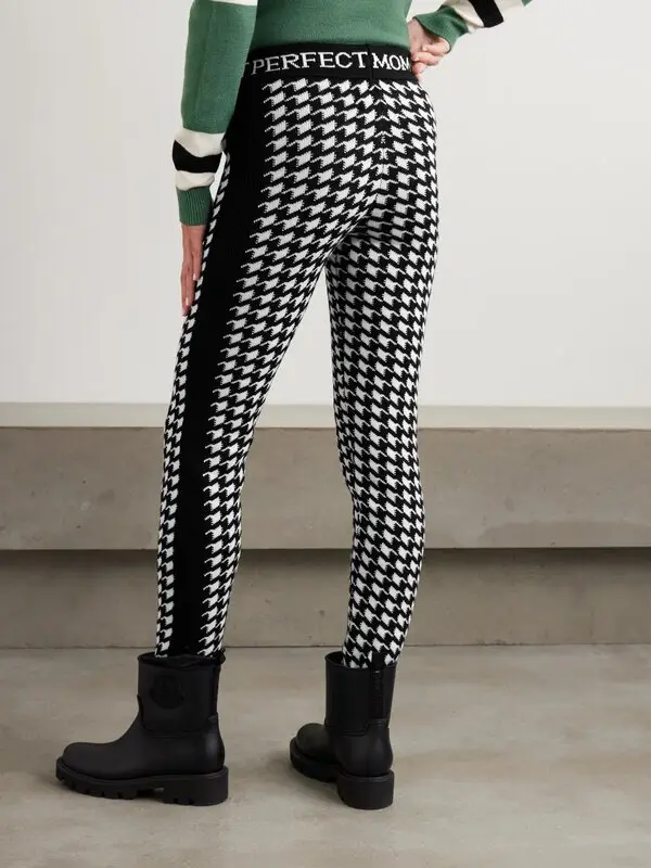 Perfect Moment Houndstooth Merino Wool Leggings - Black