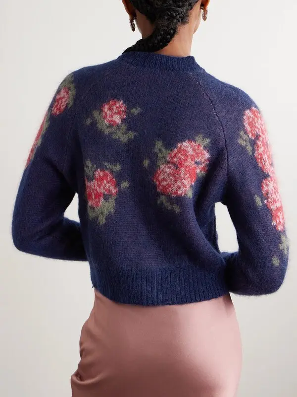 Bernadette Amelia Floral-jacquard Mohair-blend Cardigan
