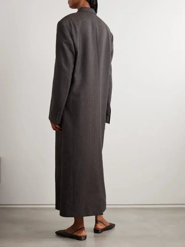 Calvin Klein Brooke Oversized Striped Wool Coat