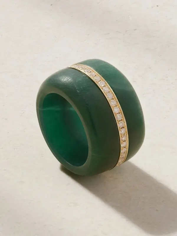 BY PARIAH Pebble 14-karat Gold, Chalcedony, And Diamond Ring - Green