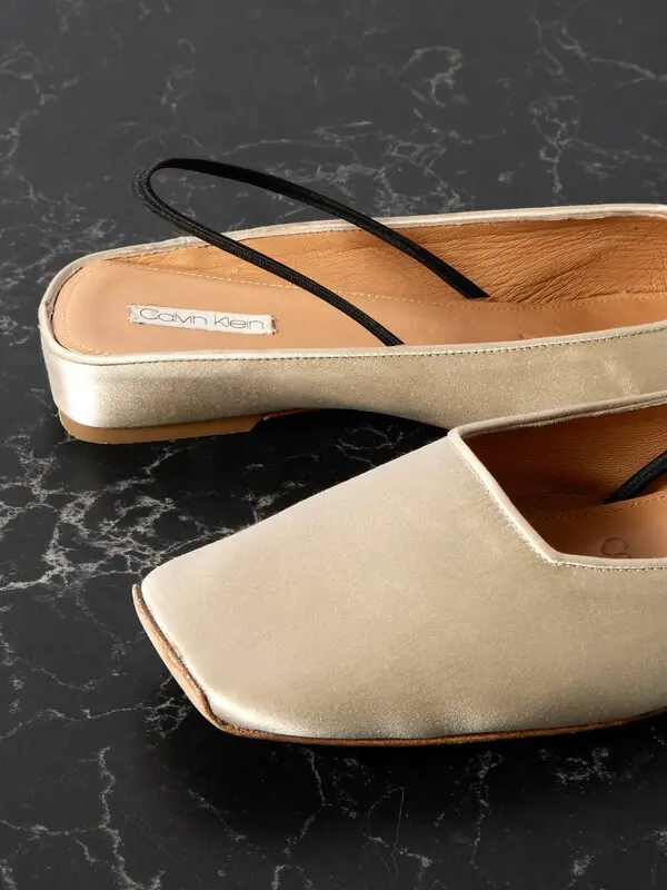 Calvin Klein Kate Satin Slingback Flats - Neutrals