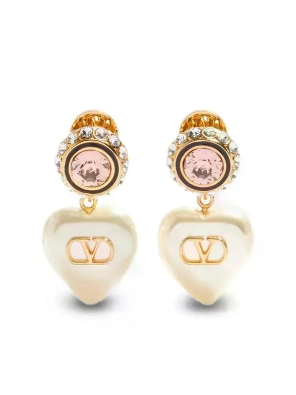 Valentino Garavani Vlogo Signature Heart-pendant Earrings - Gold