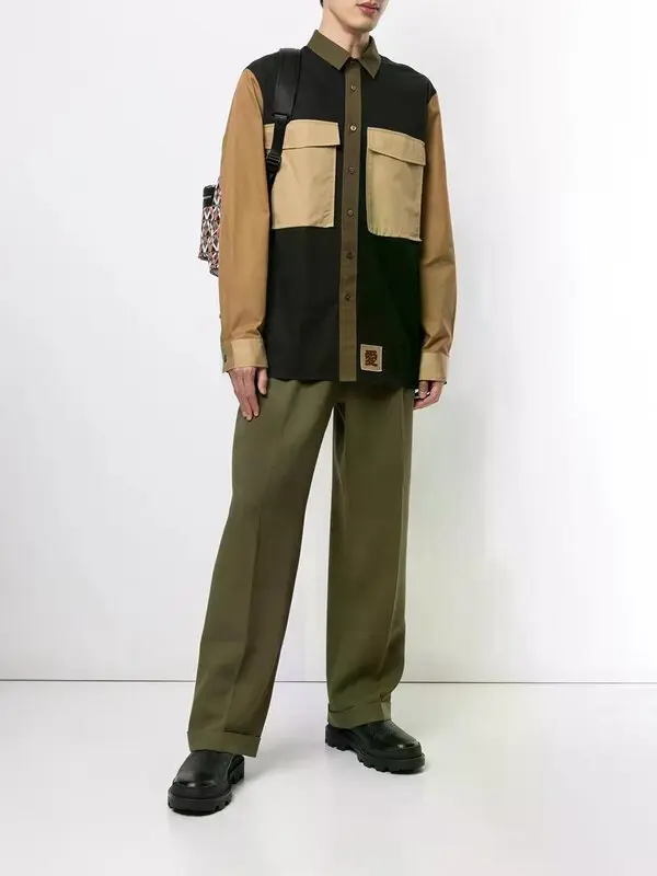PORTS V Colour-block Logo Patch Shirt