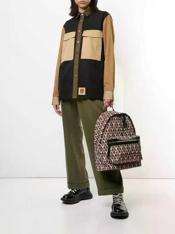 PORTS V Colour-block Logo Patch Shirt