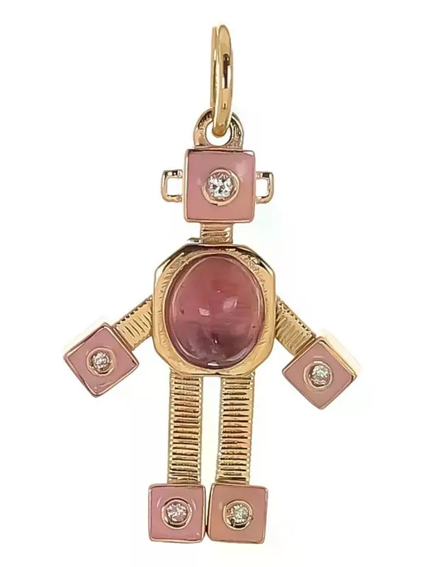 VAN ROBOT 18k Yellow Tourmaline And Diamond Robot Pendant - Gold