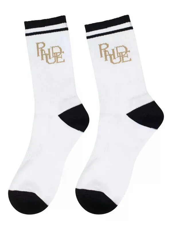 Rhude Logo-embroidered Socks - White