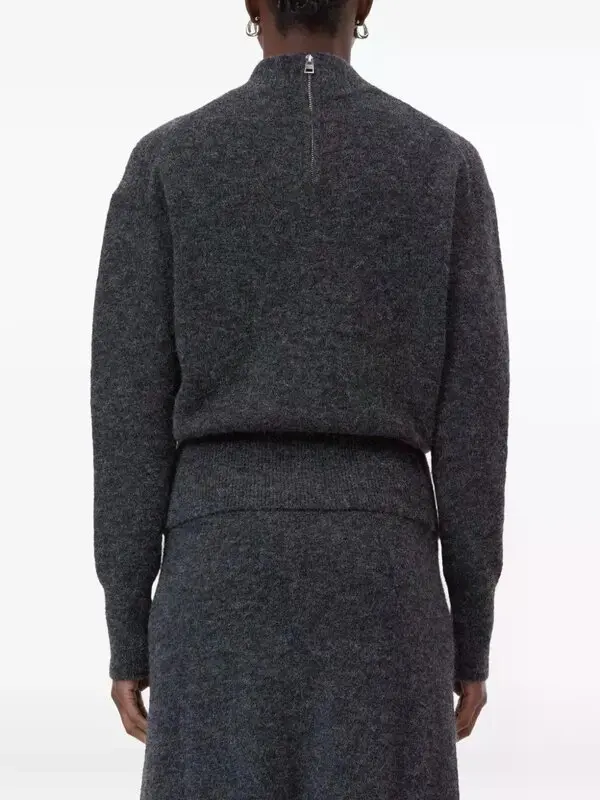 Closed Mock Neck Long-sleeve Sweater