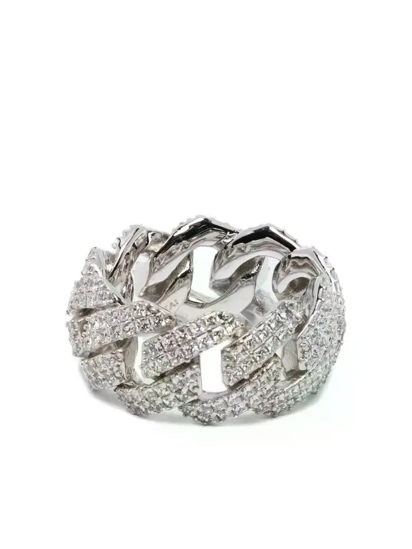 DARKAI Diamond-embellished Chain Ring - Silver