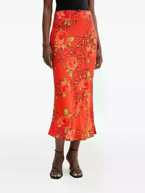 NEVER FULLY DRESSED Floral-print Midi Skirt
