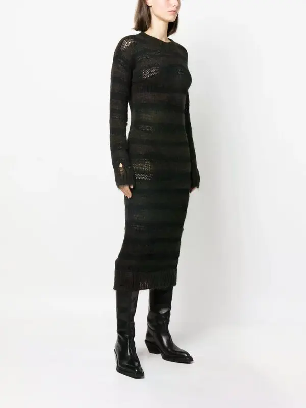 Acne Studios Striped Open-knit Midi Dress
