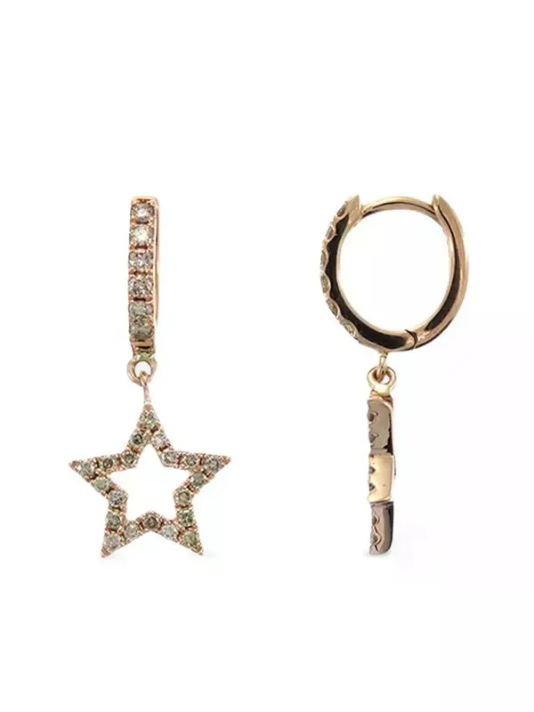 Rosa De La Cruz 18k Yellow Star-charm Diamond Hoop Earrings - Gold