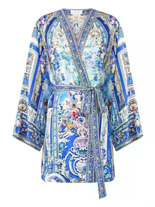 Camilla Ottoman Opulence Floral-print Kimono - Blue