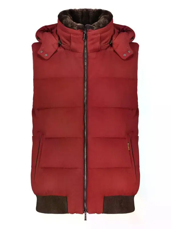 MOORER Hooded-neck Gilet - Red