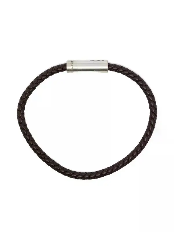 Le Gramme 7g Cable Leather Bracelet - Silver