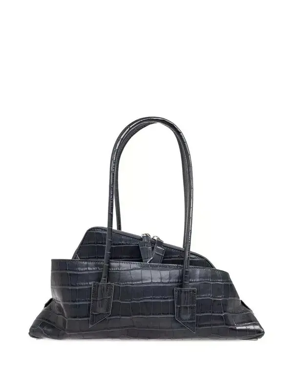 Attico La Passeggiata Small Croc-embossed Tote - Grey