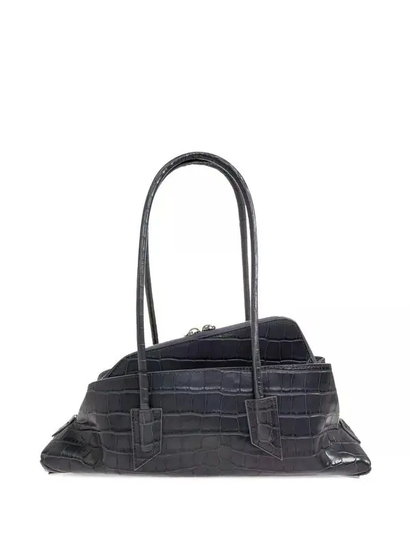 Attico La Passeggiata Small Croc-embossed Tote - Grey