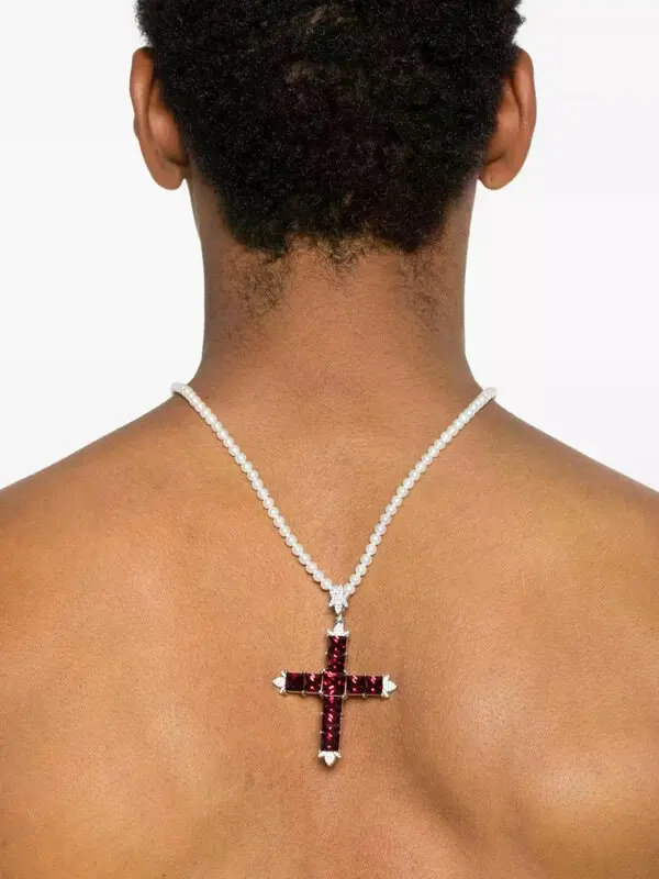 DARKAI Cross Pendant Pearl Necklace
