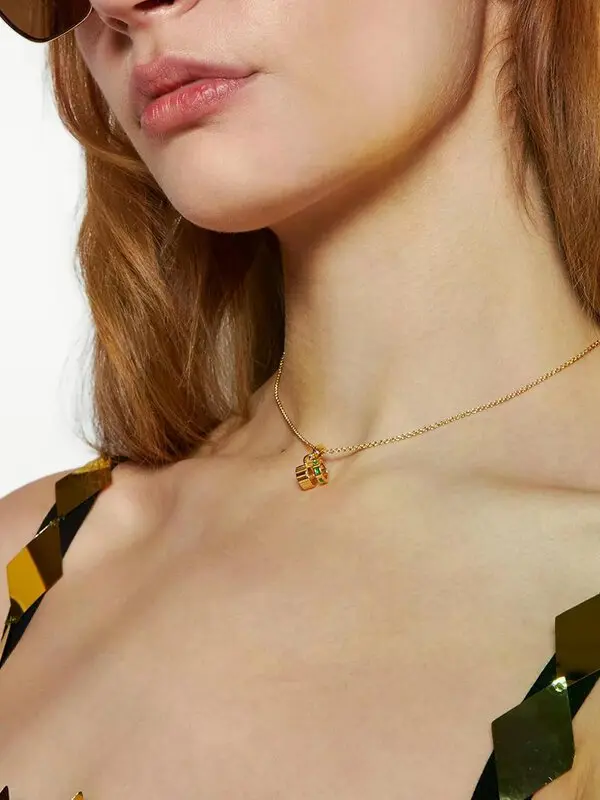 IVI Slot Emerald-detail Necklace - Gold