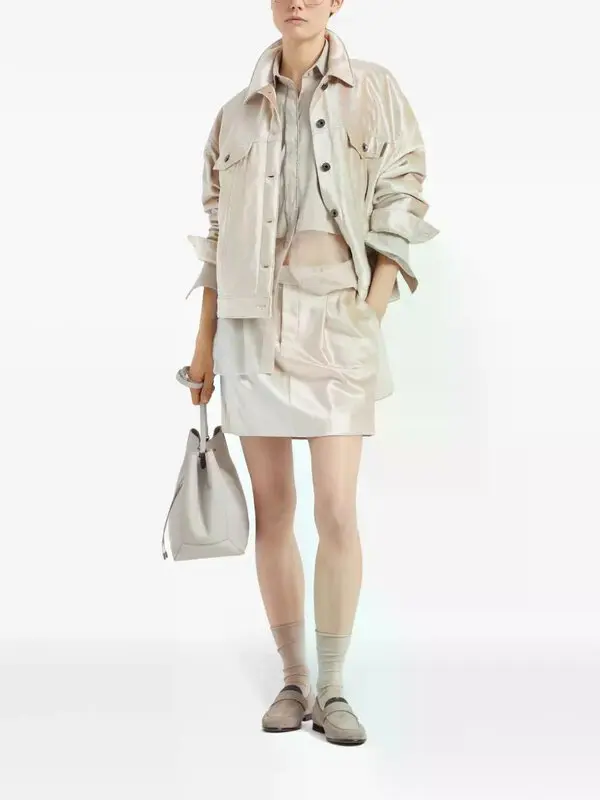 Brunello Cucinelli Pearlescent-finish Tailored Miniskirt