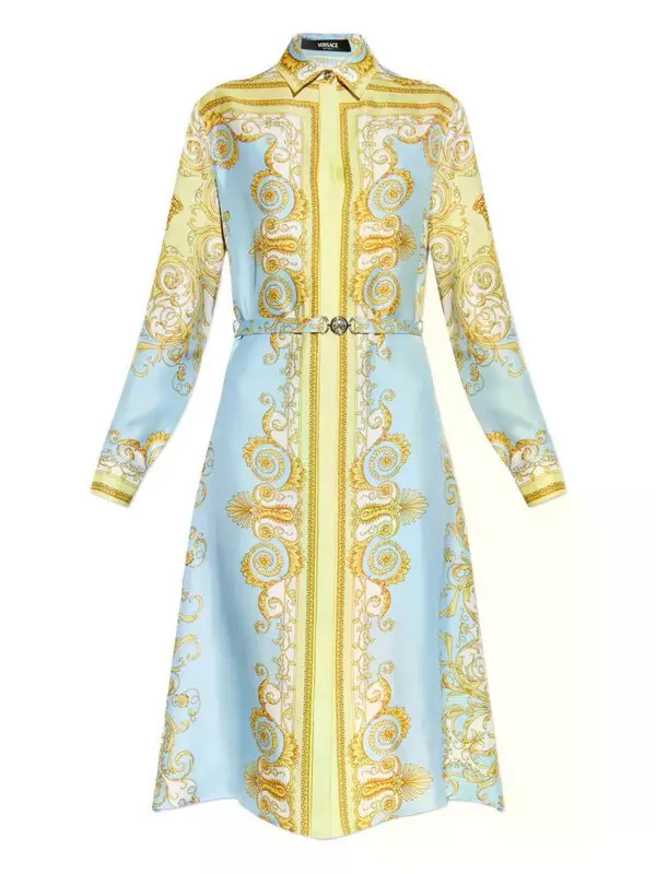 Versace Medusa-buckle Printed Midi Dress