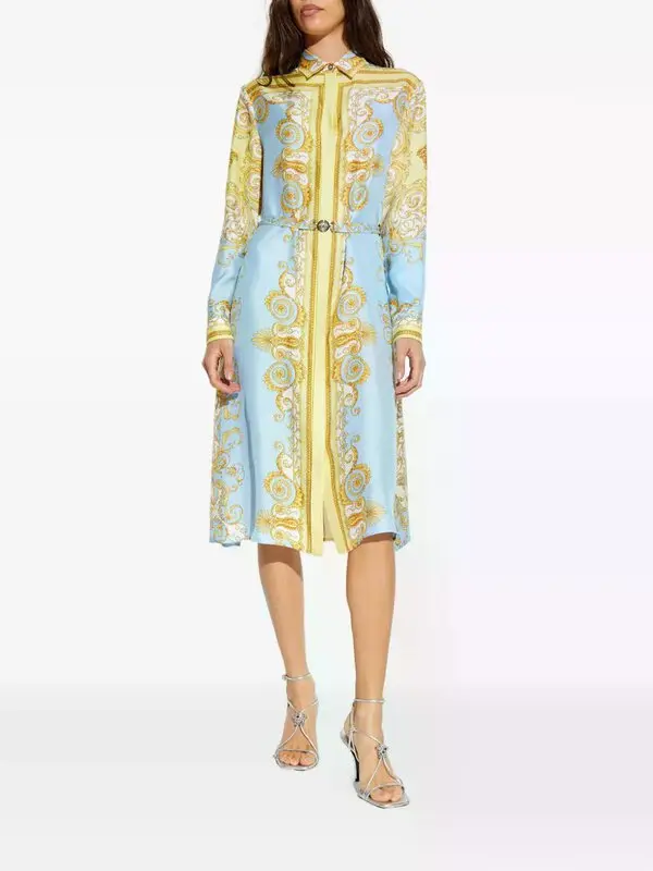 Versace Medusa-buckle Printed Midi Dress