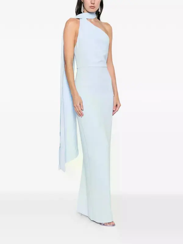 Solace London One-shoulder Drape Below-the-knee Dress - Blue