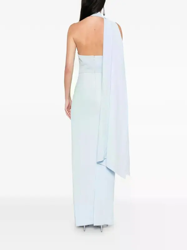 Solace London One-shoulder Drape Below-the-knee Dress - Blue
