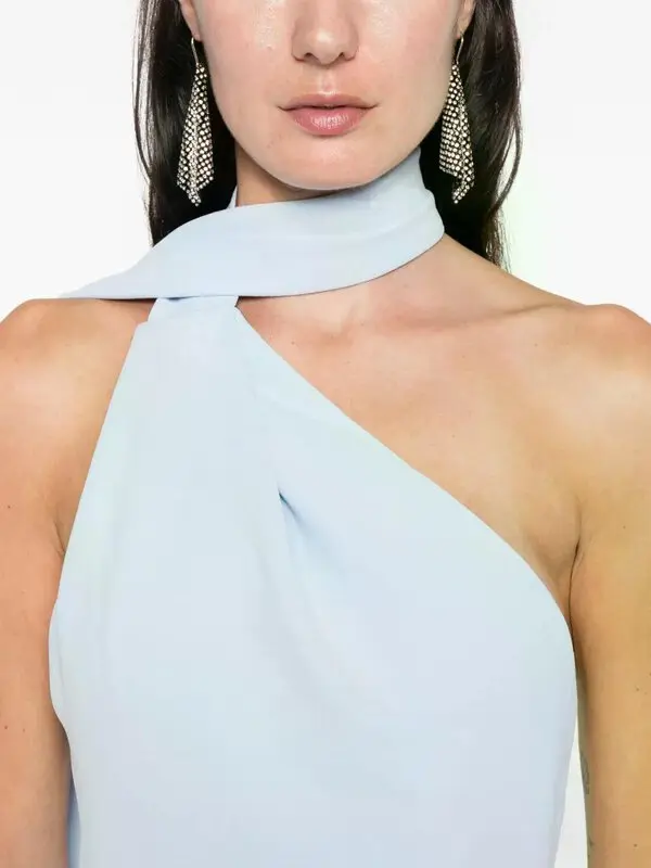 Solace London One-shoulder Drape Below-the-knee Dress - Blue