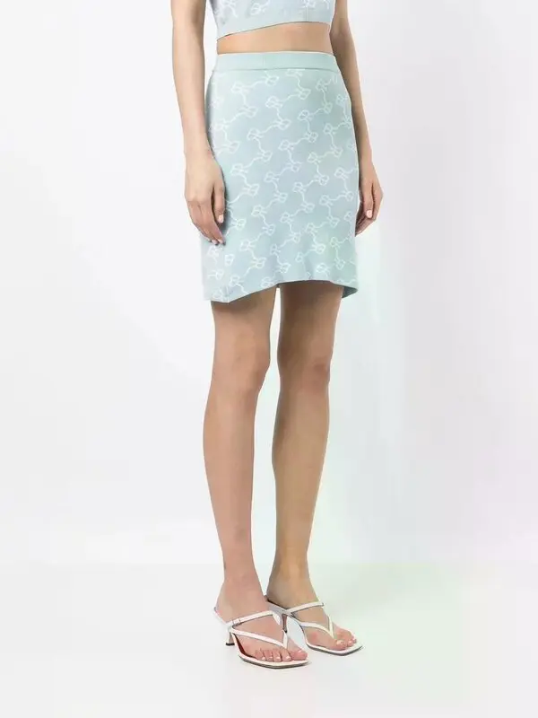 Rokh Monogram Pattern Knitted Pencil Skirt