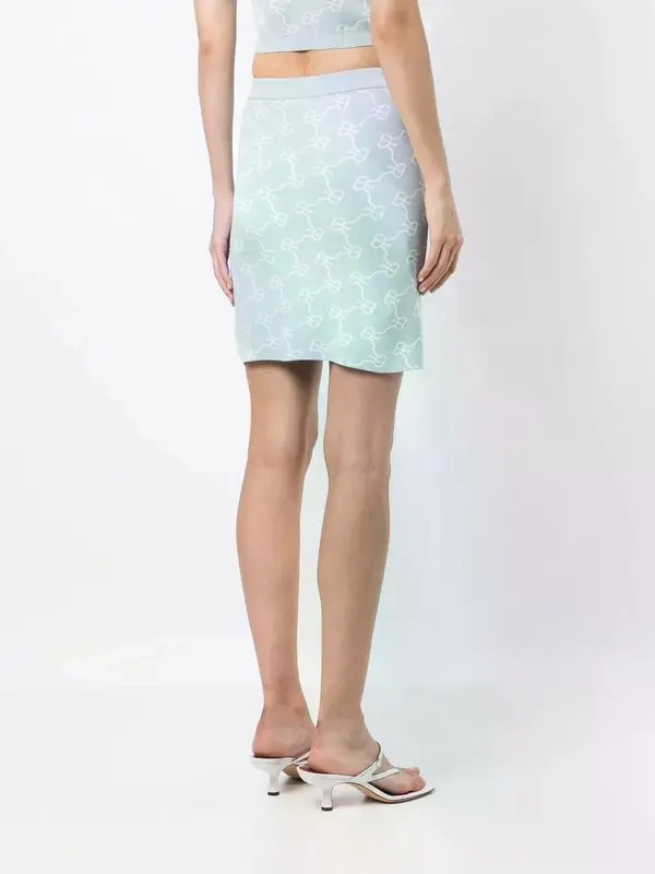 Rokh Monogram Pattern Knitted Pencil Skirt