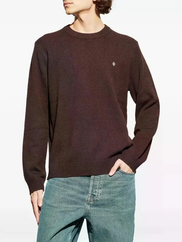 SAMSOE SAMSOE Logo-embroidered Crew-neck Sweater - Brown