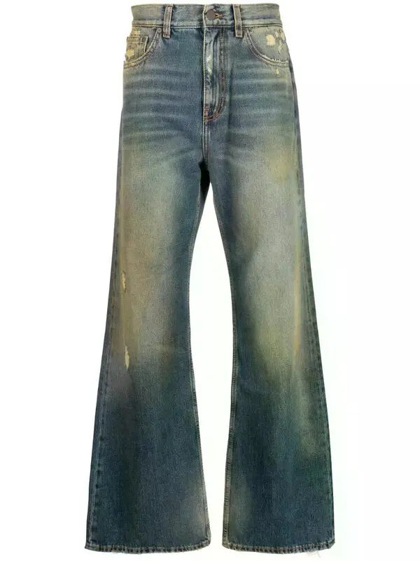 Palm Angels Ripped Straight-leg Denim Jeans
