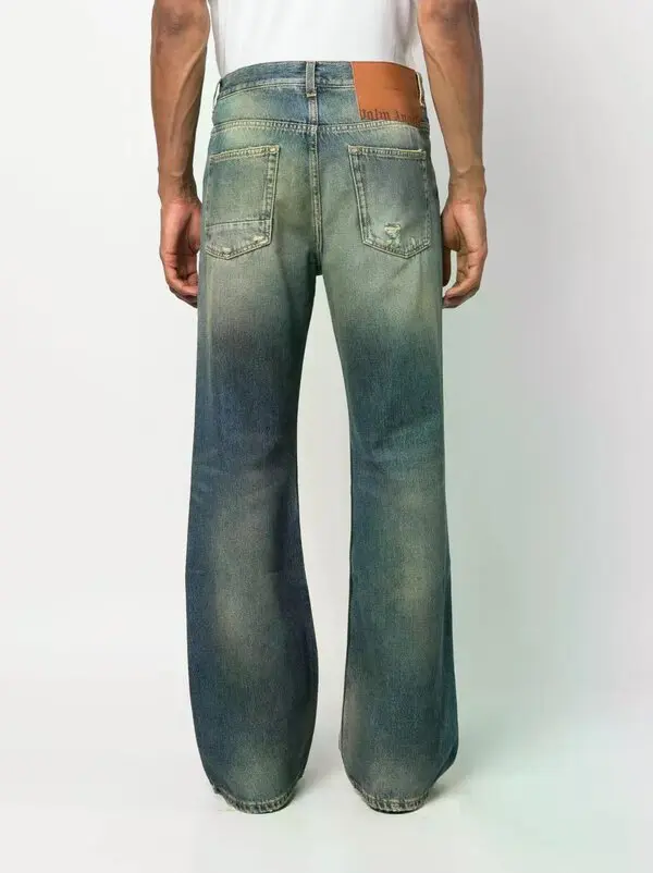 Palm Angels Ripped Straight-leg Denim Jeans