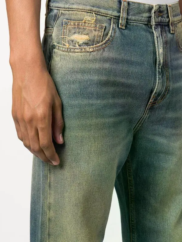 Palm Angels Ripped Straight-leg Denim Jeans