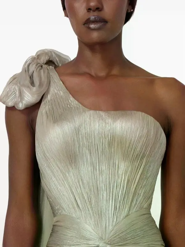 IRIS SERBAN Lissa One-shoulder Bow Maxi Dress