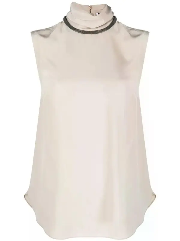 Brunello Cucinelli Monili-embellished Silk Blouse