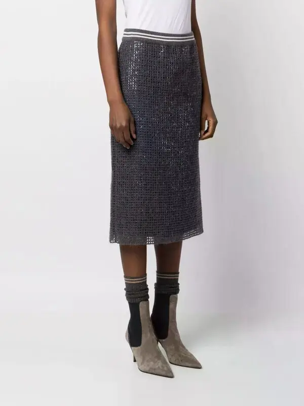 Brunello Cucinelli Sequin-embellished Midi Skirt