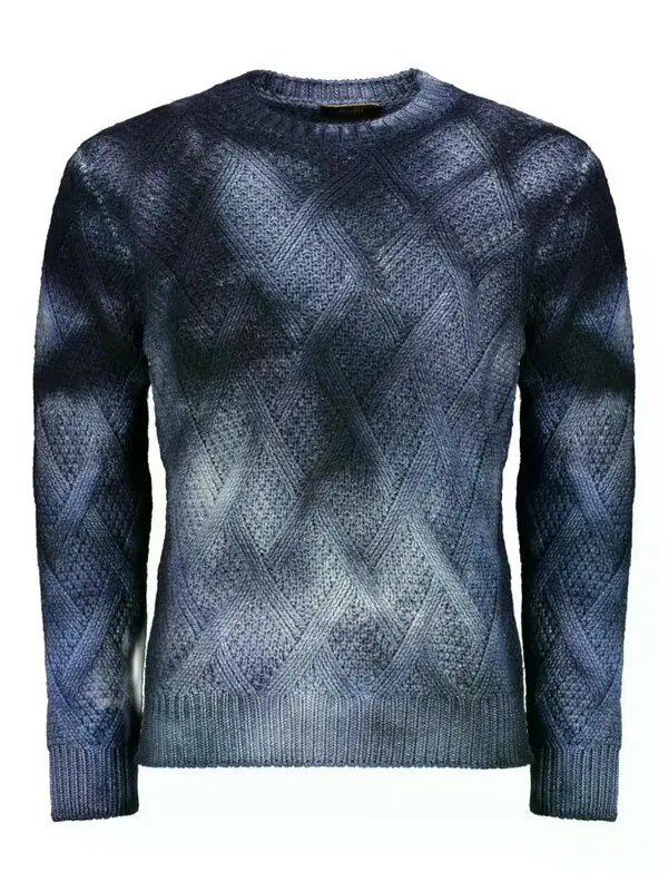 MOORER Cole-ltc Tie-dye Long-sleeve Sweater - Blue