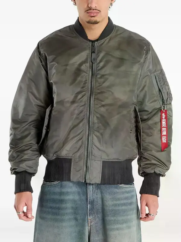 Alpha Industries Ma-1 Distressed Logo Detail Bomber Jacket