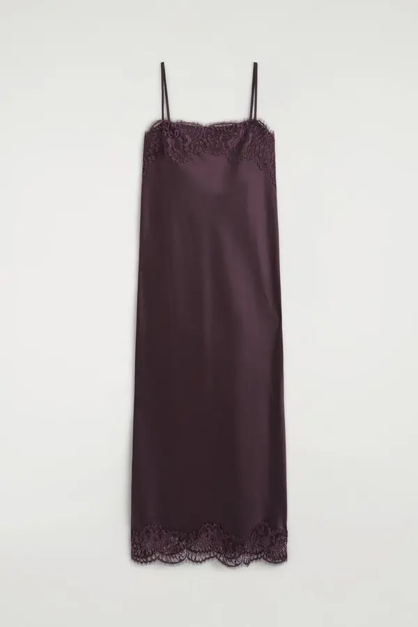 Cos Lace-trimmed Satin Slip Dress
