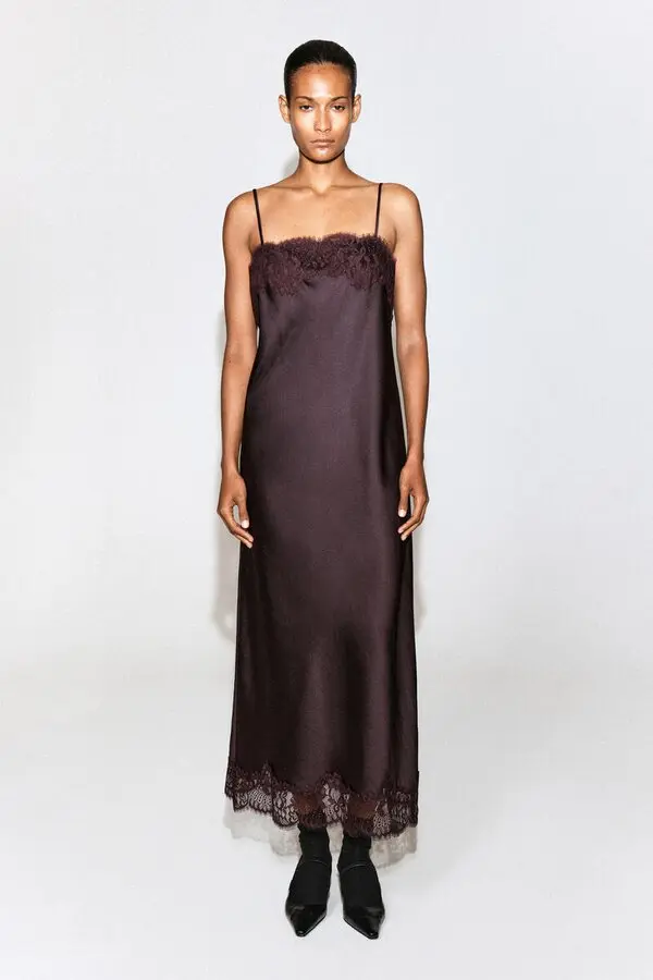 Cos Lace-trimmed Satin Slip Dress