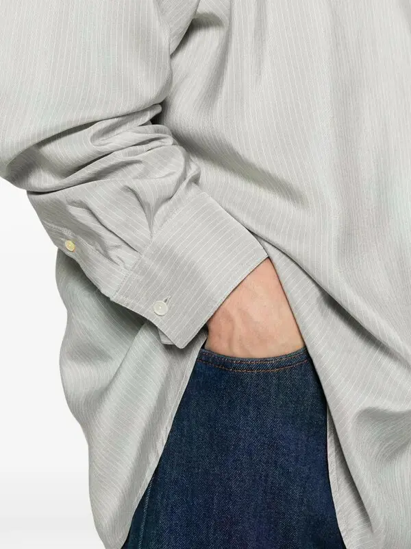 THE ROW Granada Button-down Striped Shirt - Grey