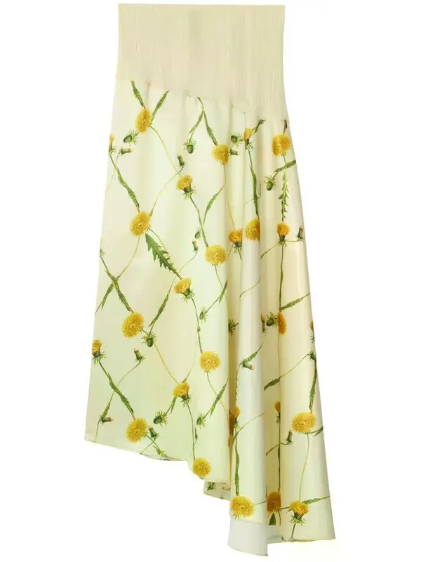 Burberry Floral Print Mid-length Skirt - Yellow