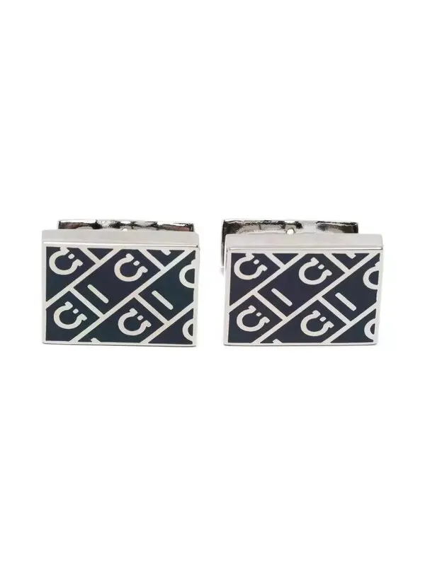 FERRAGAMO Square Pattern Cufflinks - Silver