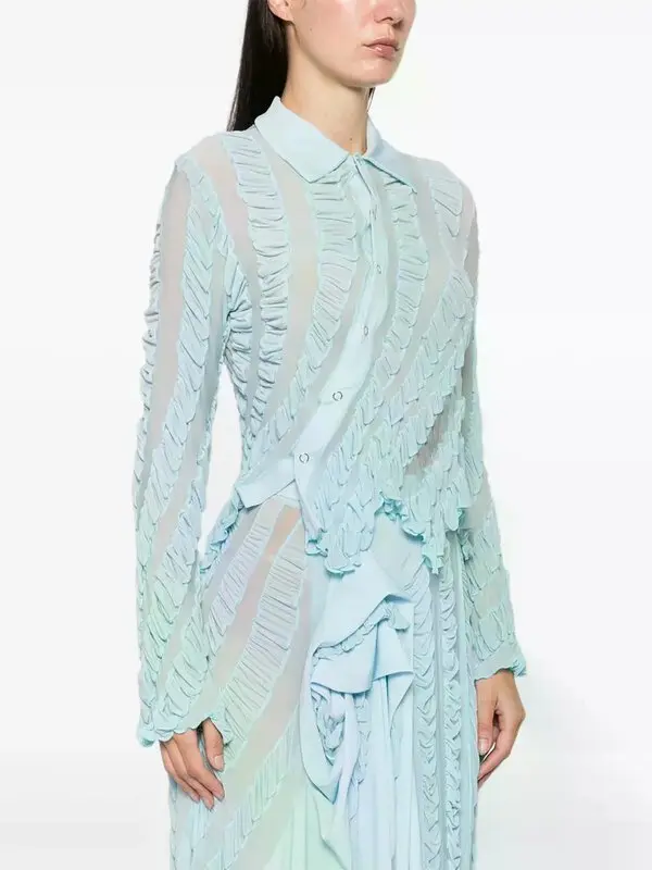 ANNI SALONEN Twisted Ruffled Shirt - Blue