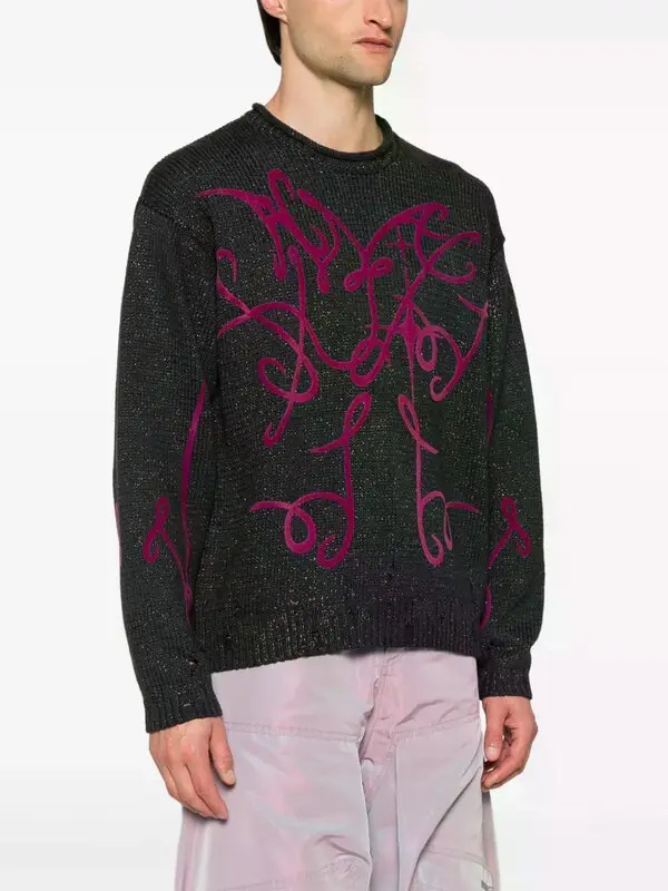 Acne Studios Flocked Logo Distressed Jumper